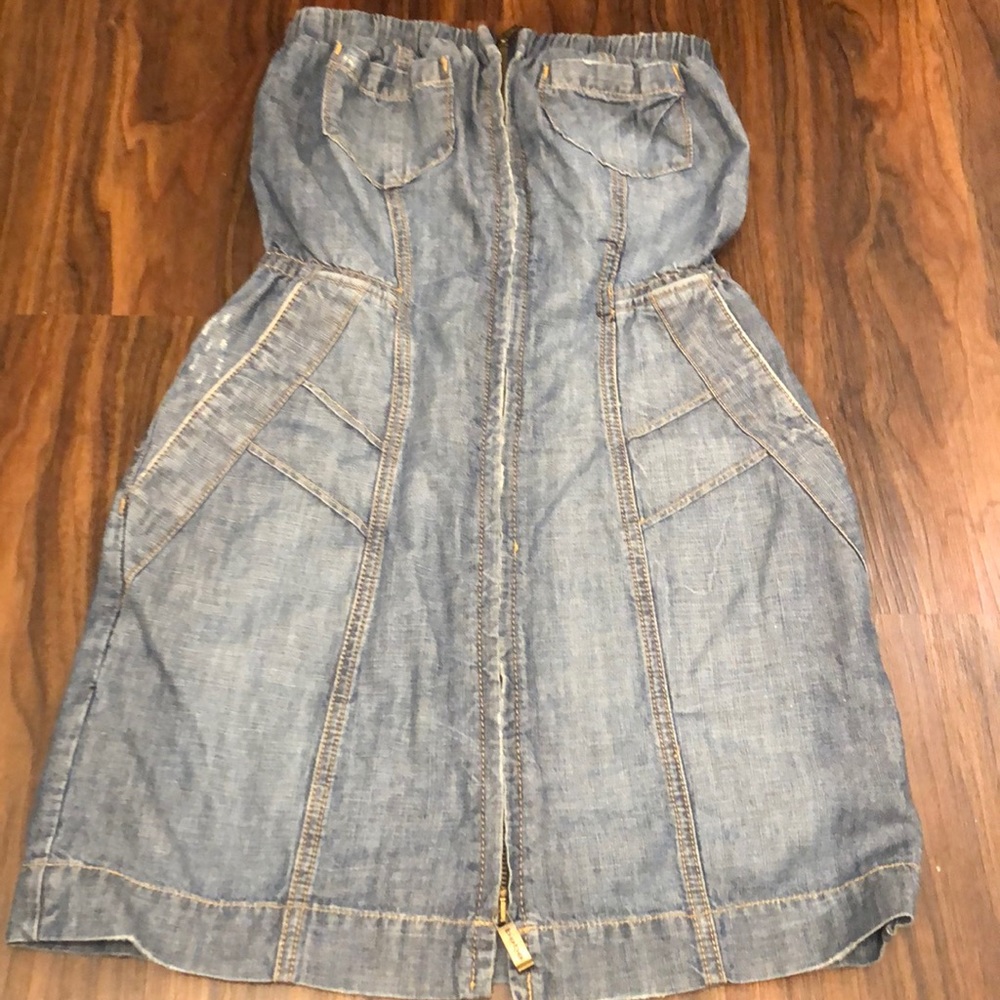 Bebe Strapless Denim Dress - Gem